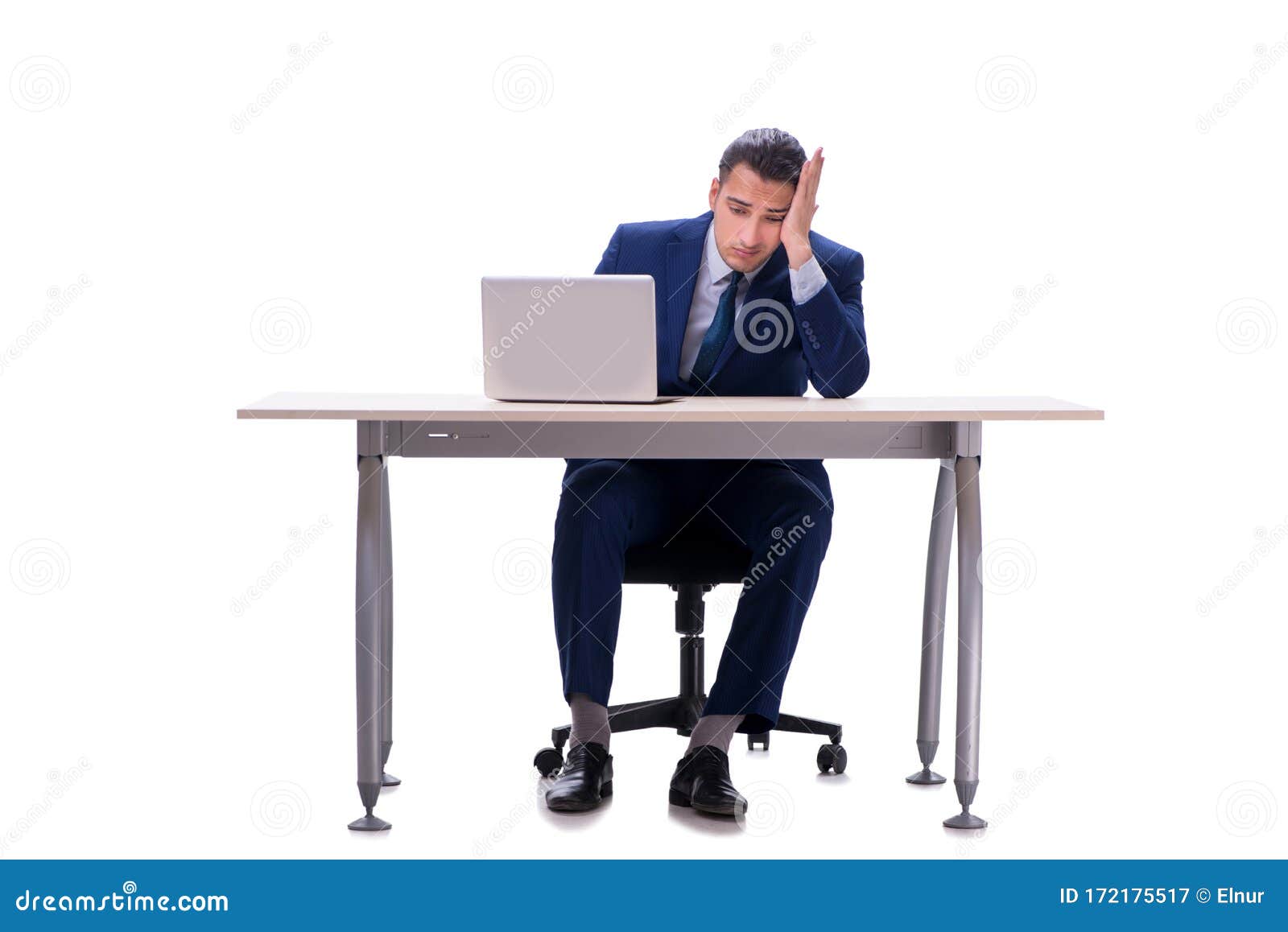 Employee Working Isolated on White Background Stock Image - Image of ...