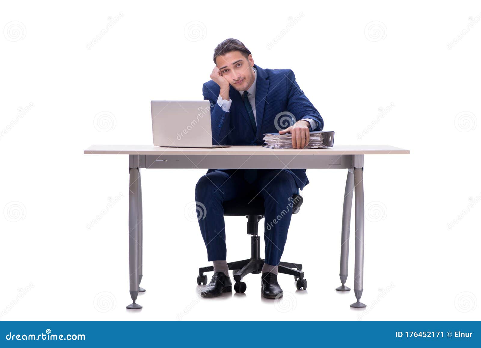 Employee Working Isolated on White Background Stock Image - Image of ...