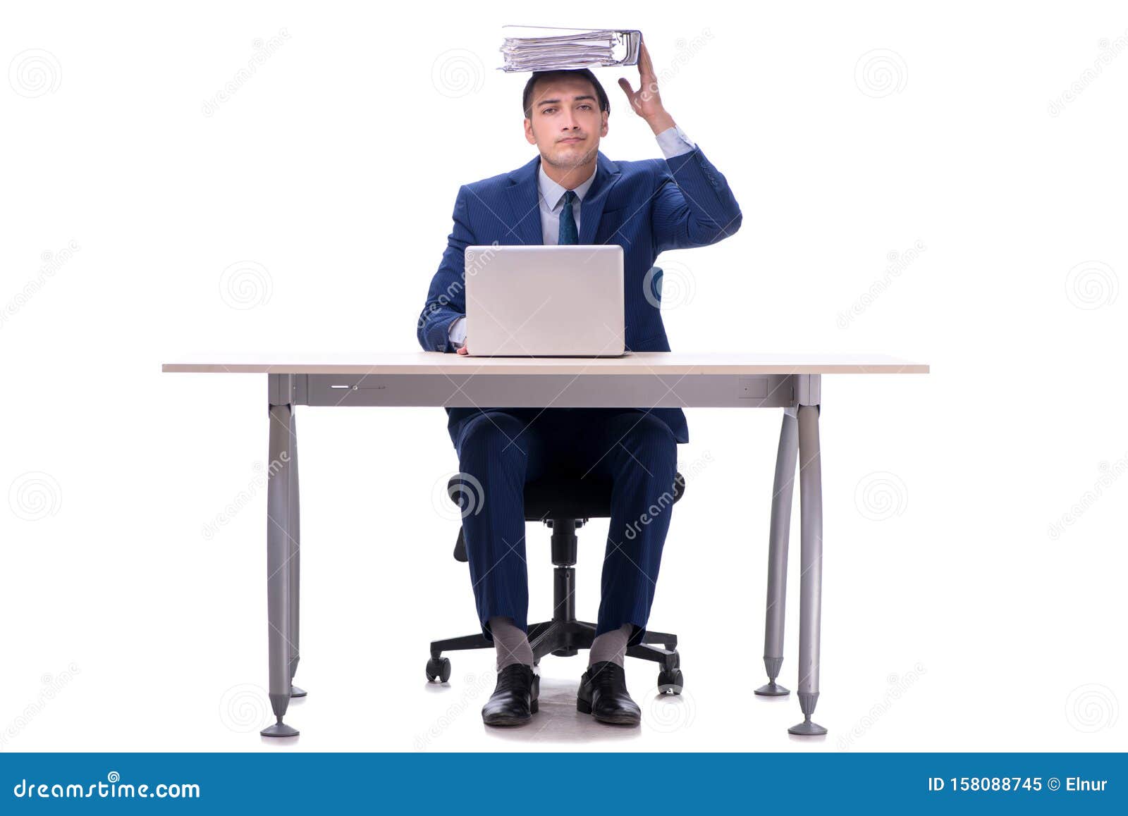 Employee Working Isolated on White Background Stock Image - Image of ...