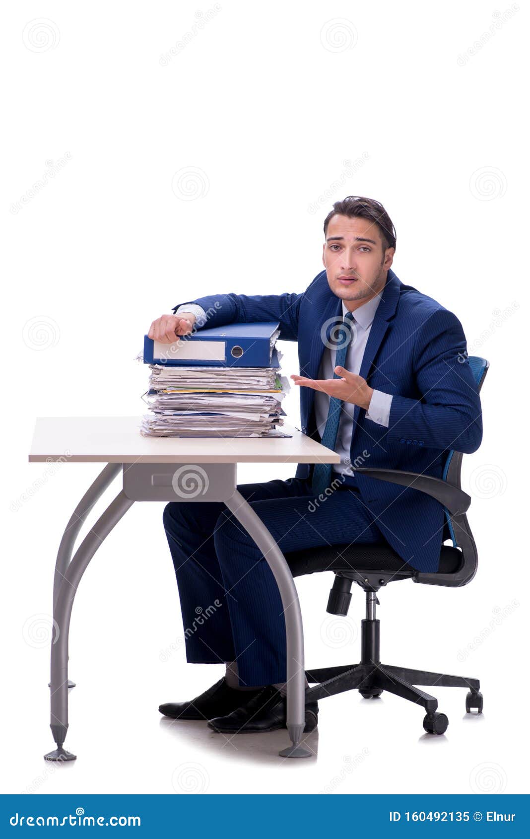 Employee Working Isolated on White Background Stock Image - Image of ...