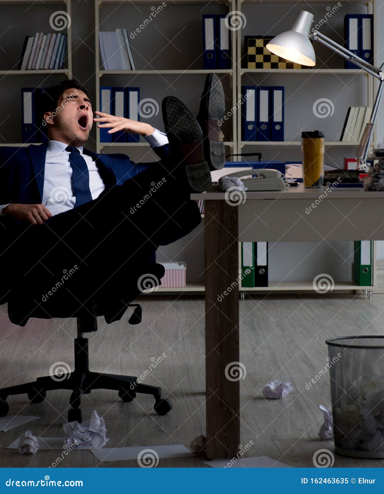 The Employee Working Late To Finish Important Deliverable Task Stock ...