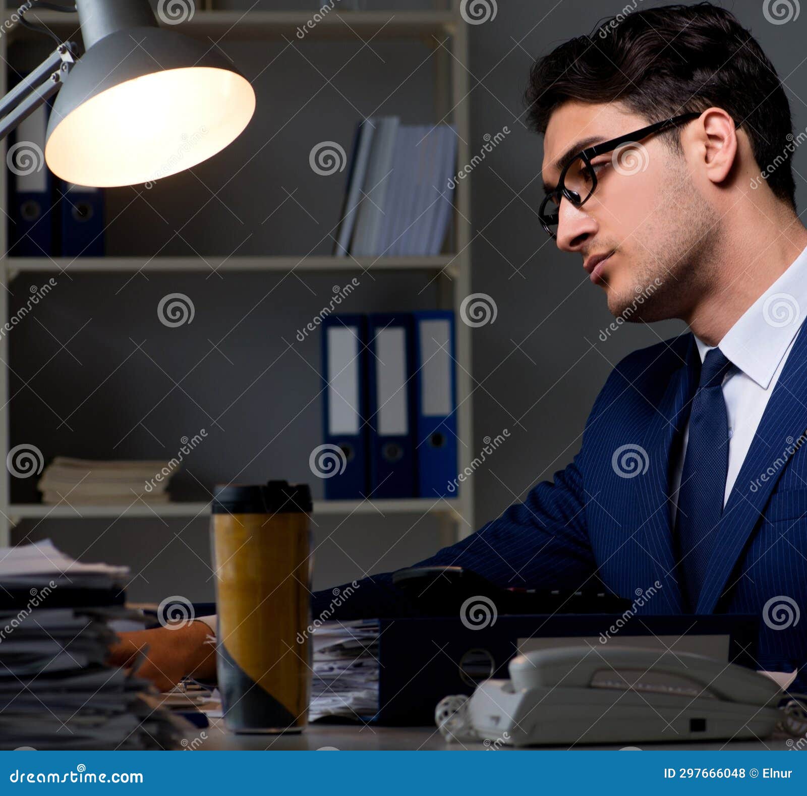 Employee Working Late To Finish Important Deliverable Task Stock Photo ...
