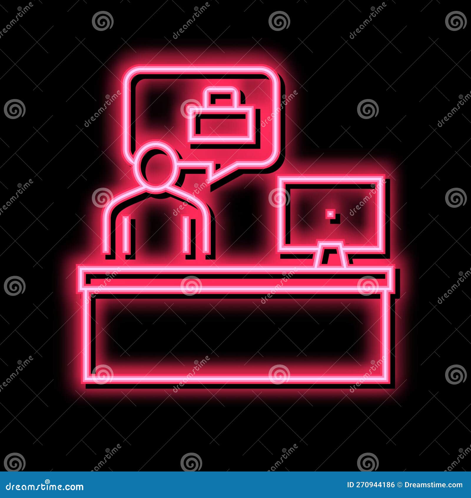 Employee Working Place Neon Glow Icon Illustration Stock Vector ...