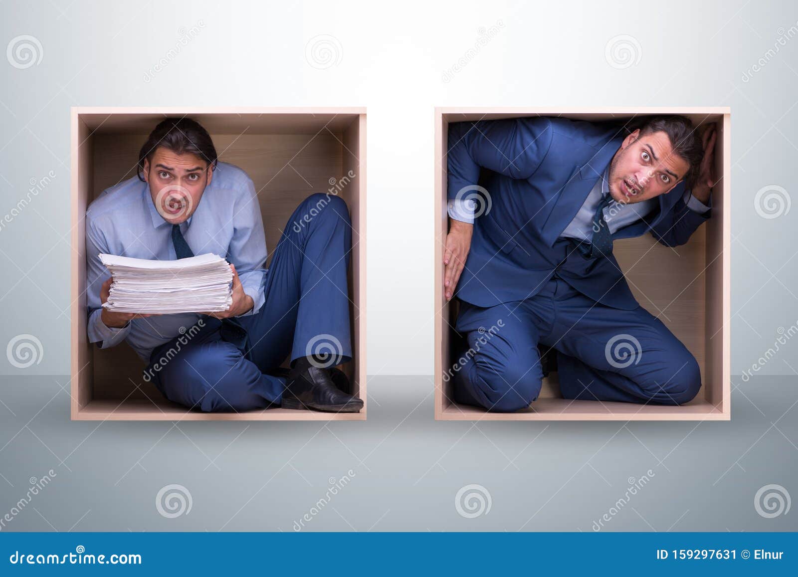 Employee Working in Tight Space Stock Image - Image of office, confined ...
