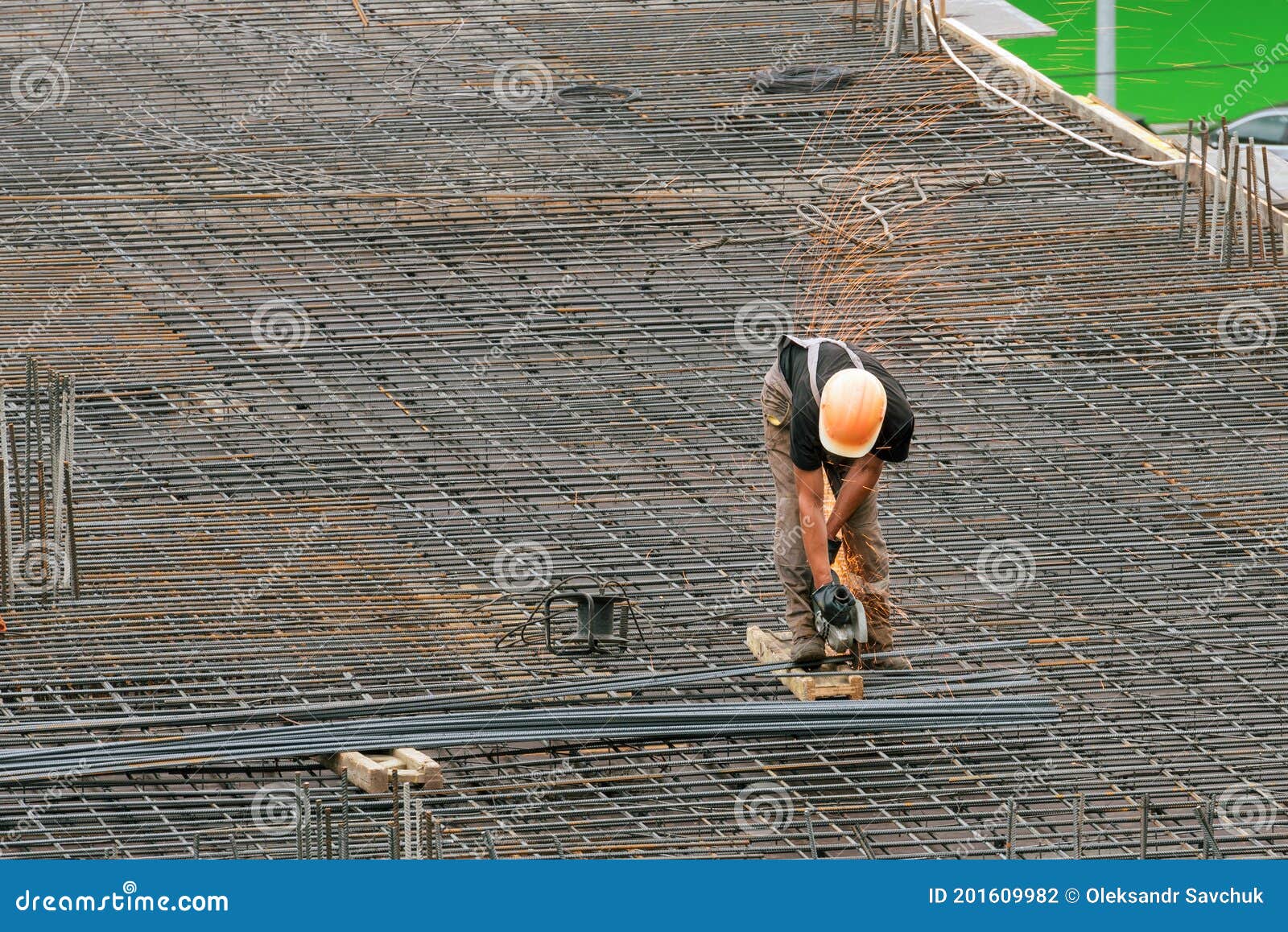 The Employee Works on the Construction Site. Performed Work Electric ...