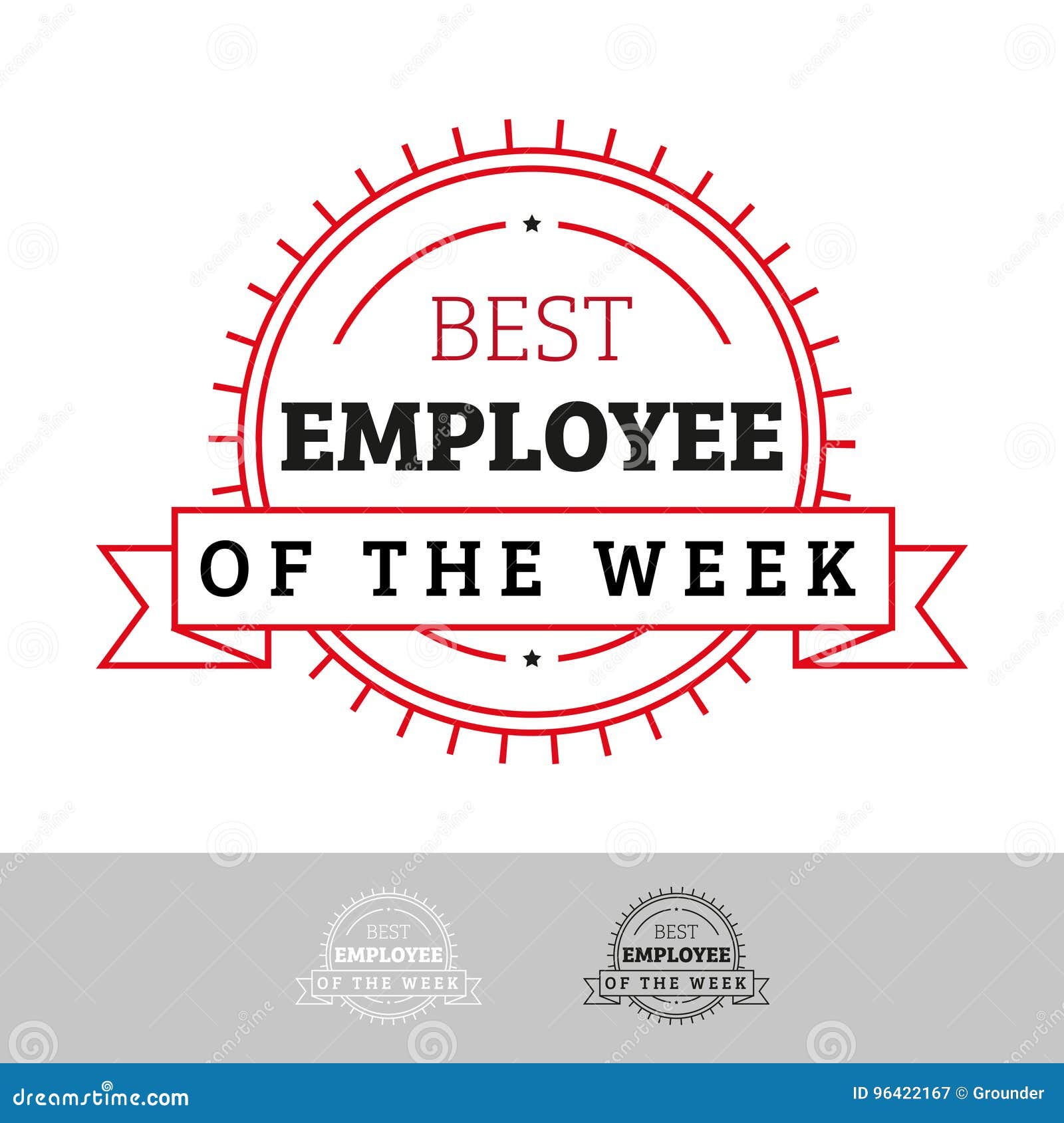 Employee Of The Week Label Sticker Vector Illustration | CartoonDealer ...