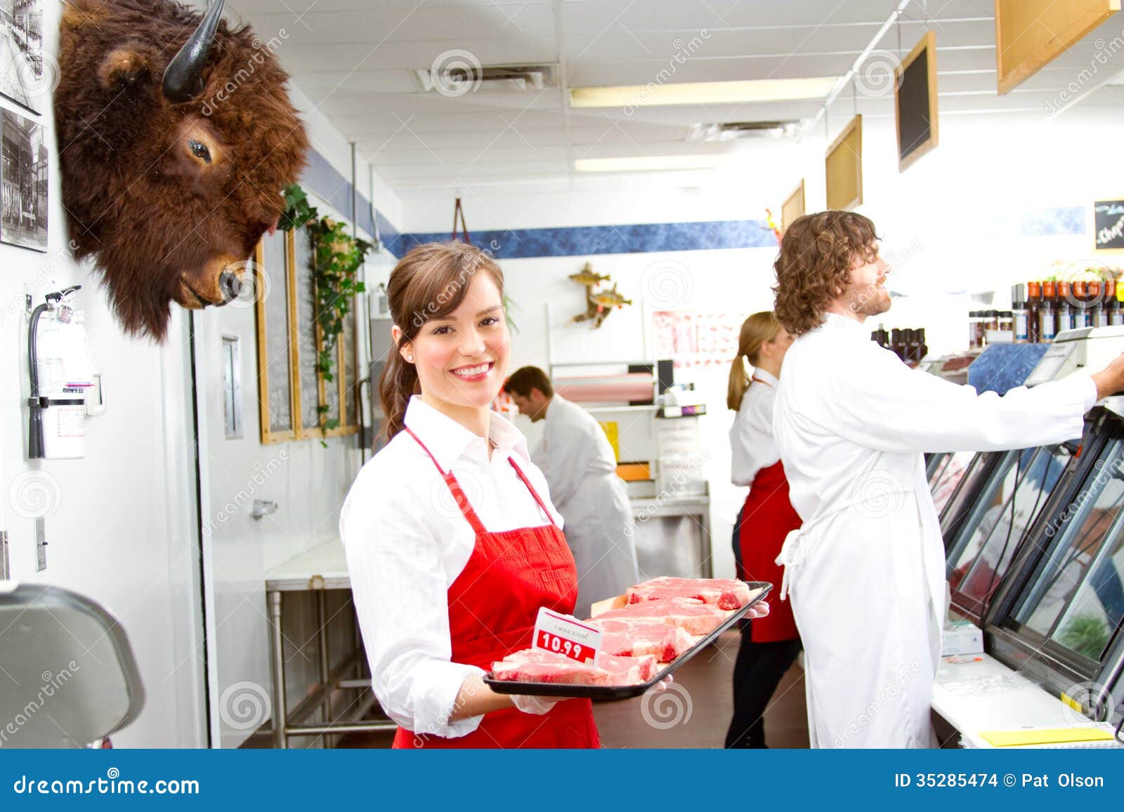 Employees at butcher shop stock photo. Image of industry - 35285474