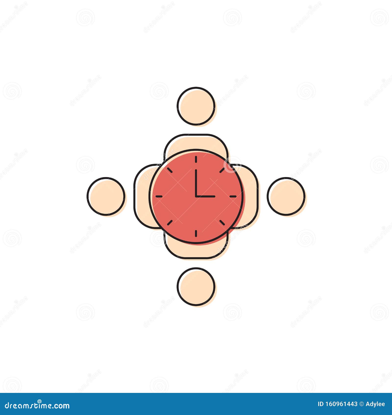 Employees and Clock Vector Icon Symbol Isolated on White Background ...
