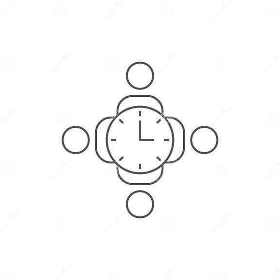 Employees and Clock Vector Icon Symbol Isolated on White Background ...