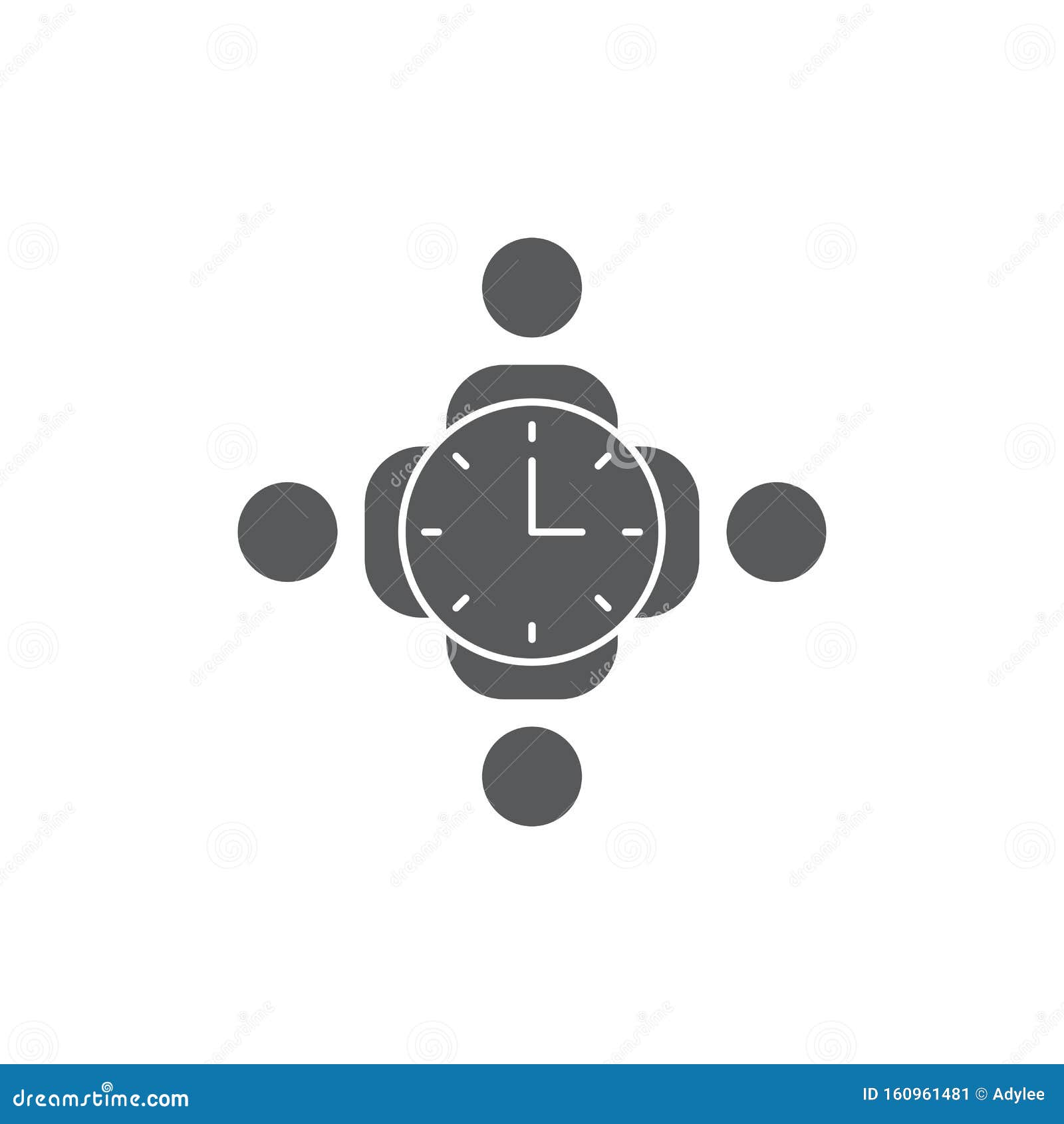 Employees and Clock Vector Icon Symbol Isolated on White Background ...