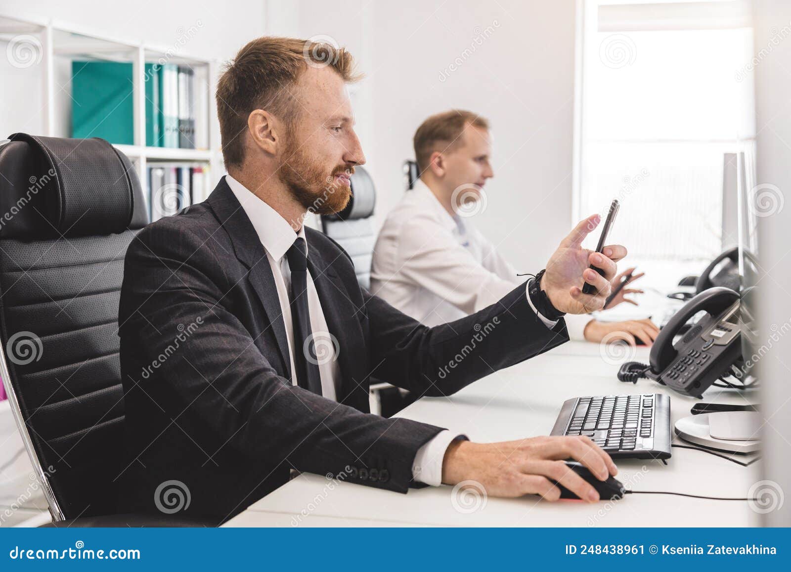 Employees of the Company Work at Computers in the Office. Interaction ...