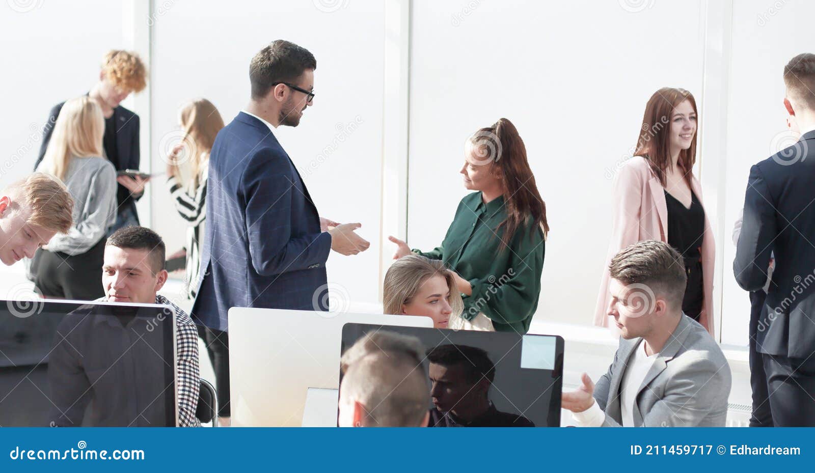 Employees of the Company Work in a Modern Large Office. Stock Image ...