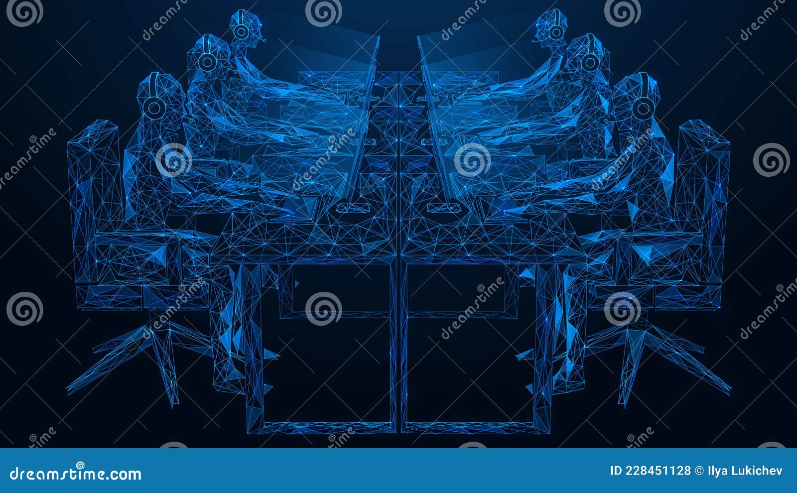 Computerization Low Poly Blue Cartoon Vector | CartoonDealer.com #133769003