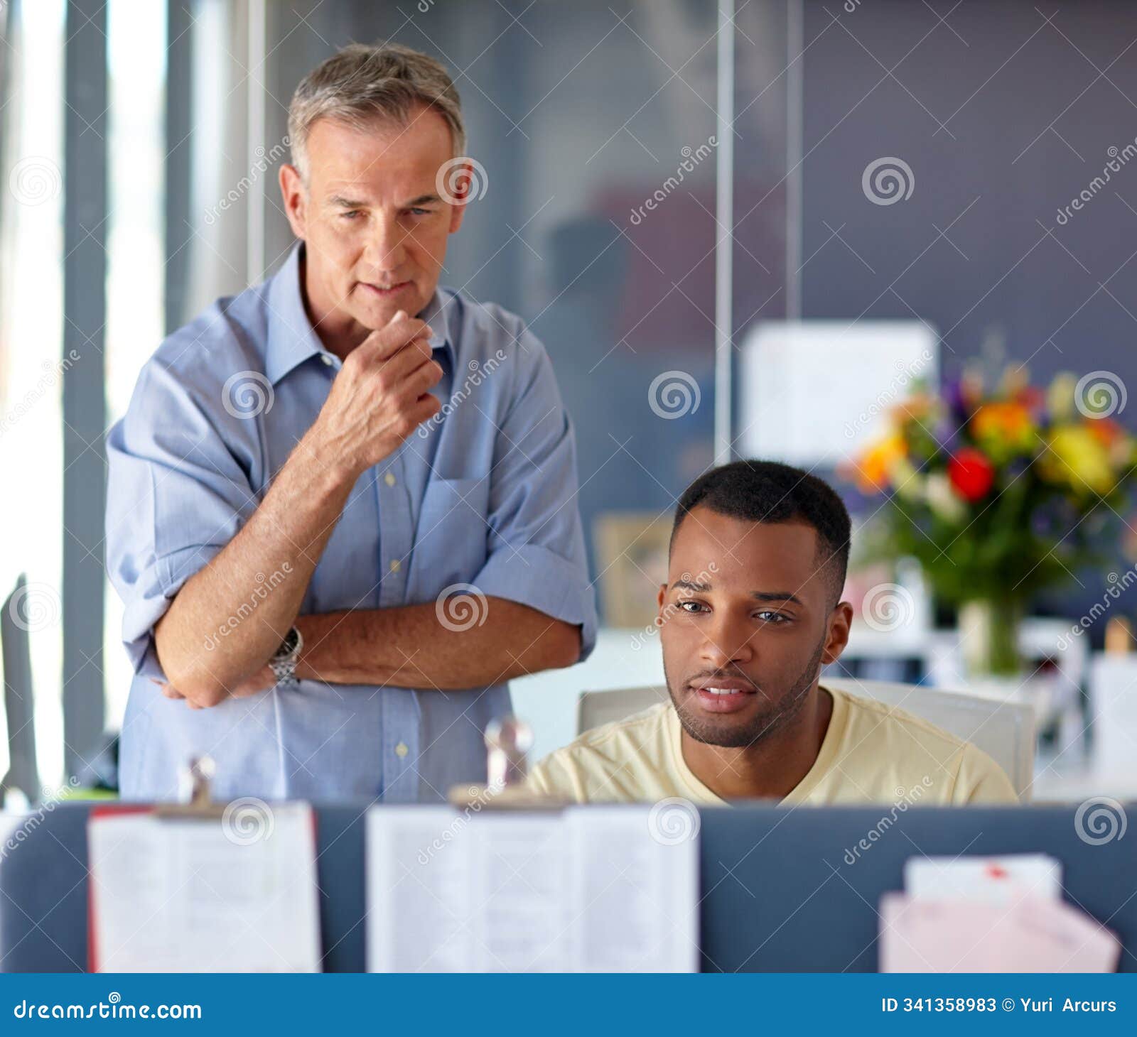 Employees, Computer and Office for Helping with Project, Brainstorming ...