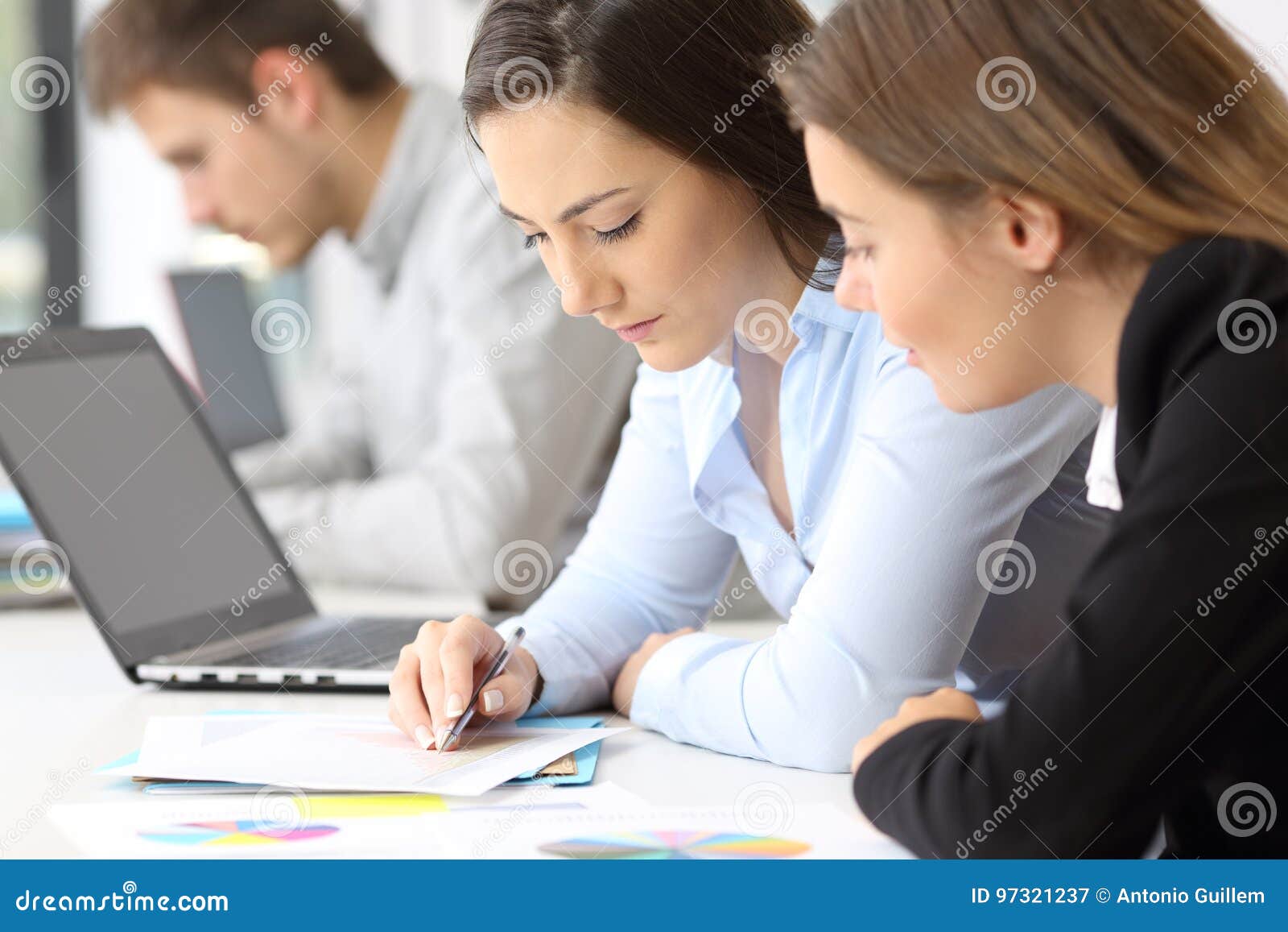 Employees Coworking Analyzing Data Stock Image - Image of business ...