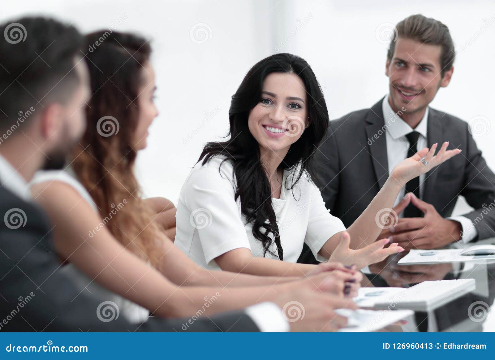 Employees Discuss Work Issues Stock Image - Image of document, customer ...