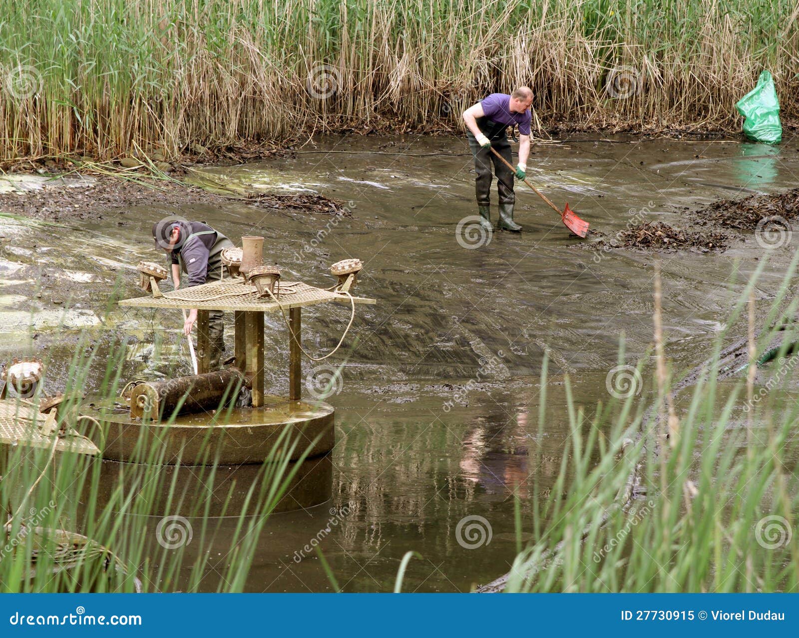Employees draining lake editorial image. Image of draining - 27730915