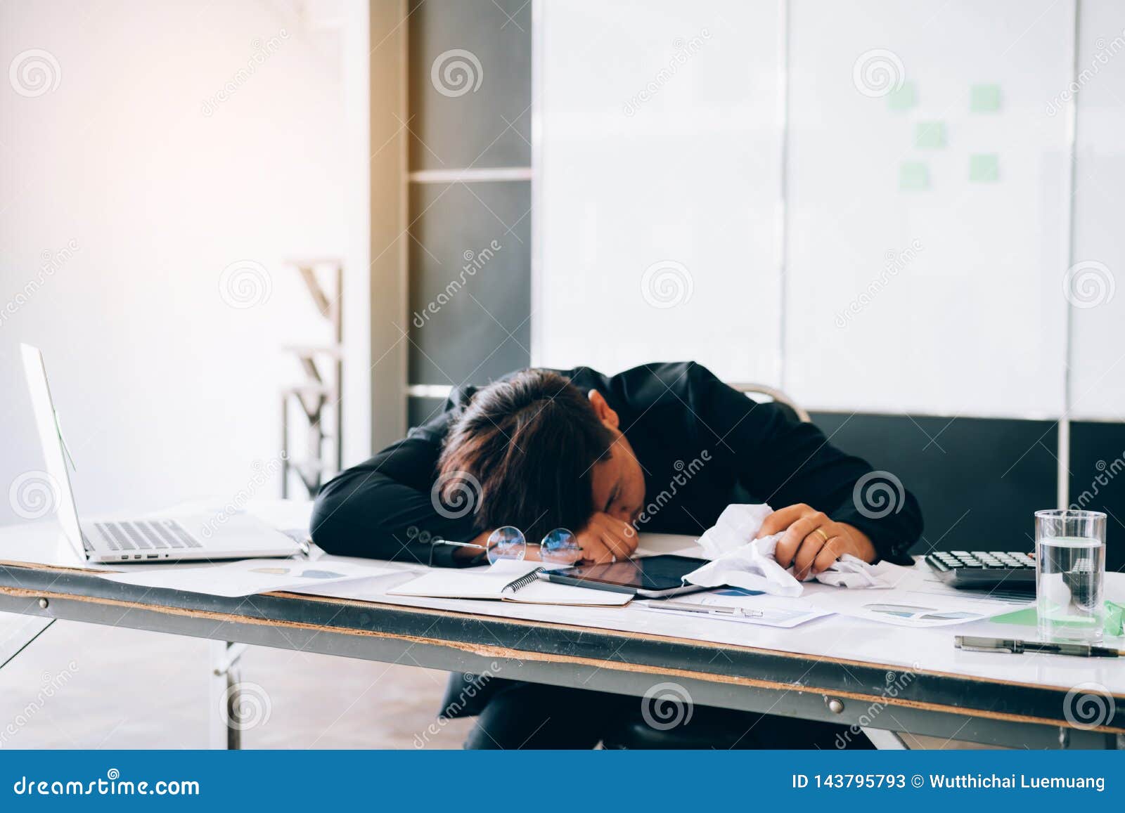 Employees are Feeling Tired while Working Stock Image - Image of laptop ...