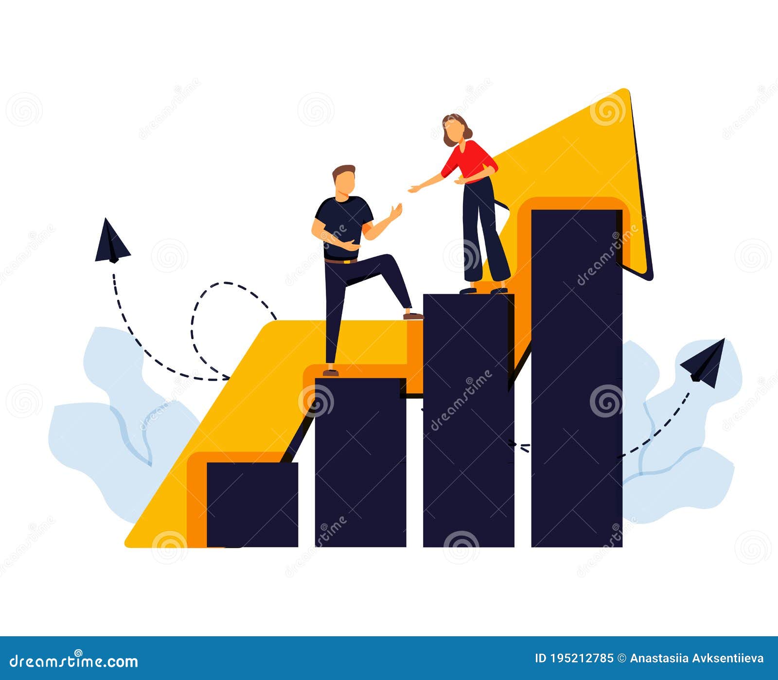 Employees Giving Hands and Helping Colleagues To Walk Upstairs. Team ...