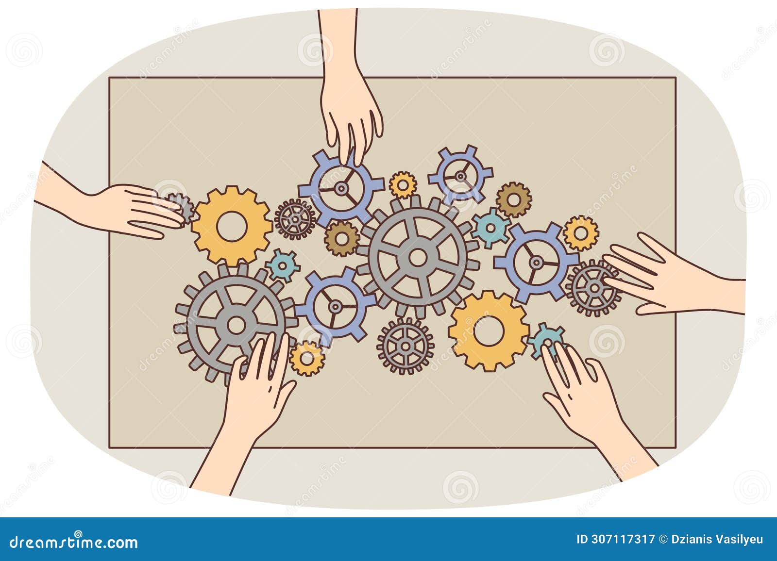 Employees Hands Connect Cogwheels Stock Vector - Illustration of ...