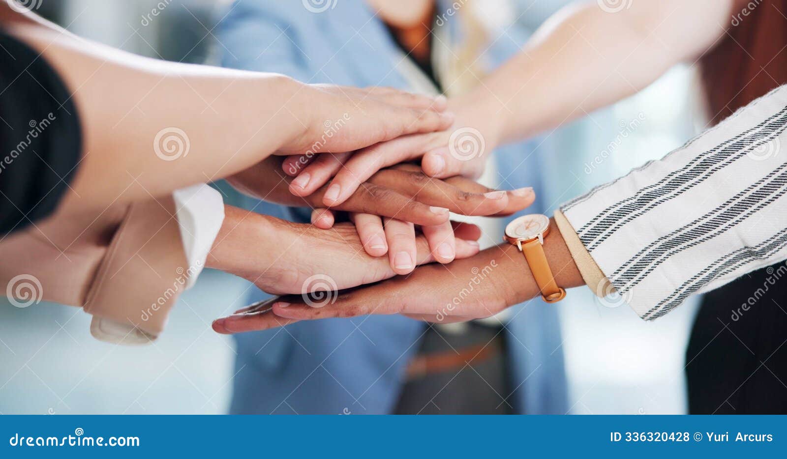 Employees, Hands and Stack in Huddle for Team Building, Office Support ...