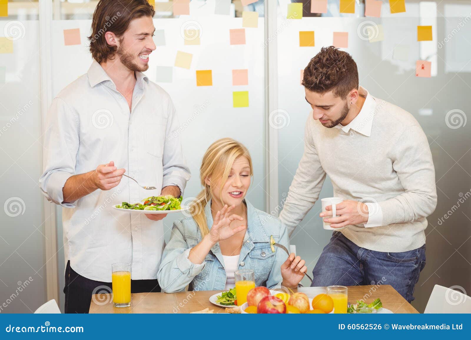 Employees having breakfast stock photo. Image of blond - 60562526
