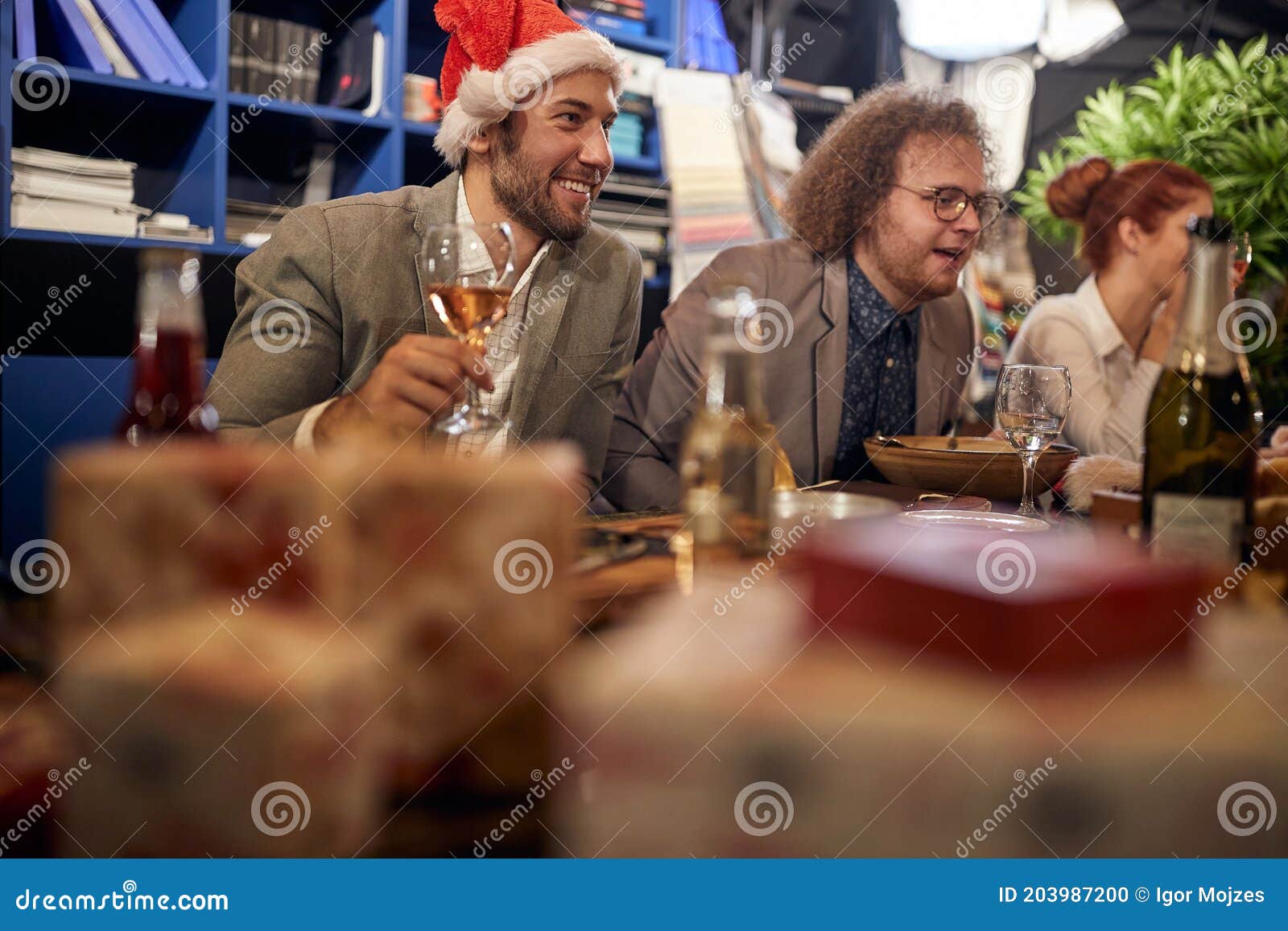 Employees Having Fun on a Company`s Dinner Party Stock Photo - Image of ...