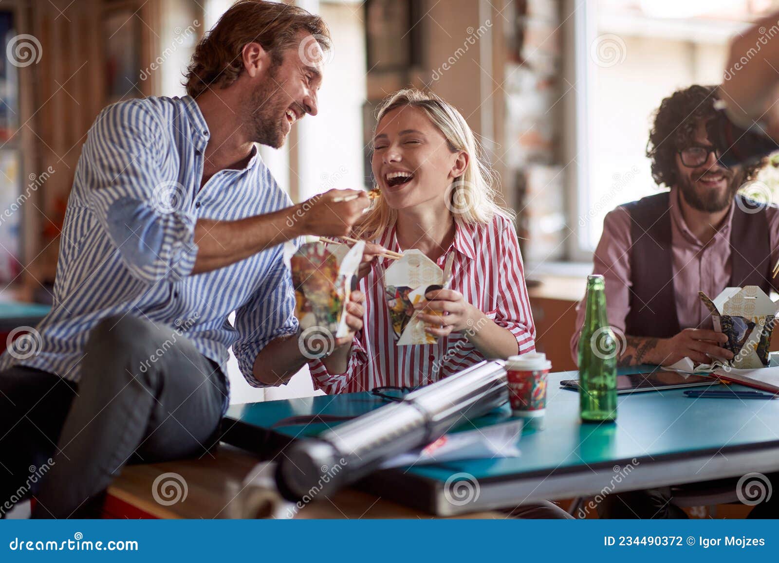 Employees are Having Fun during a Lunch Break in the Office Stock Photo ...