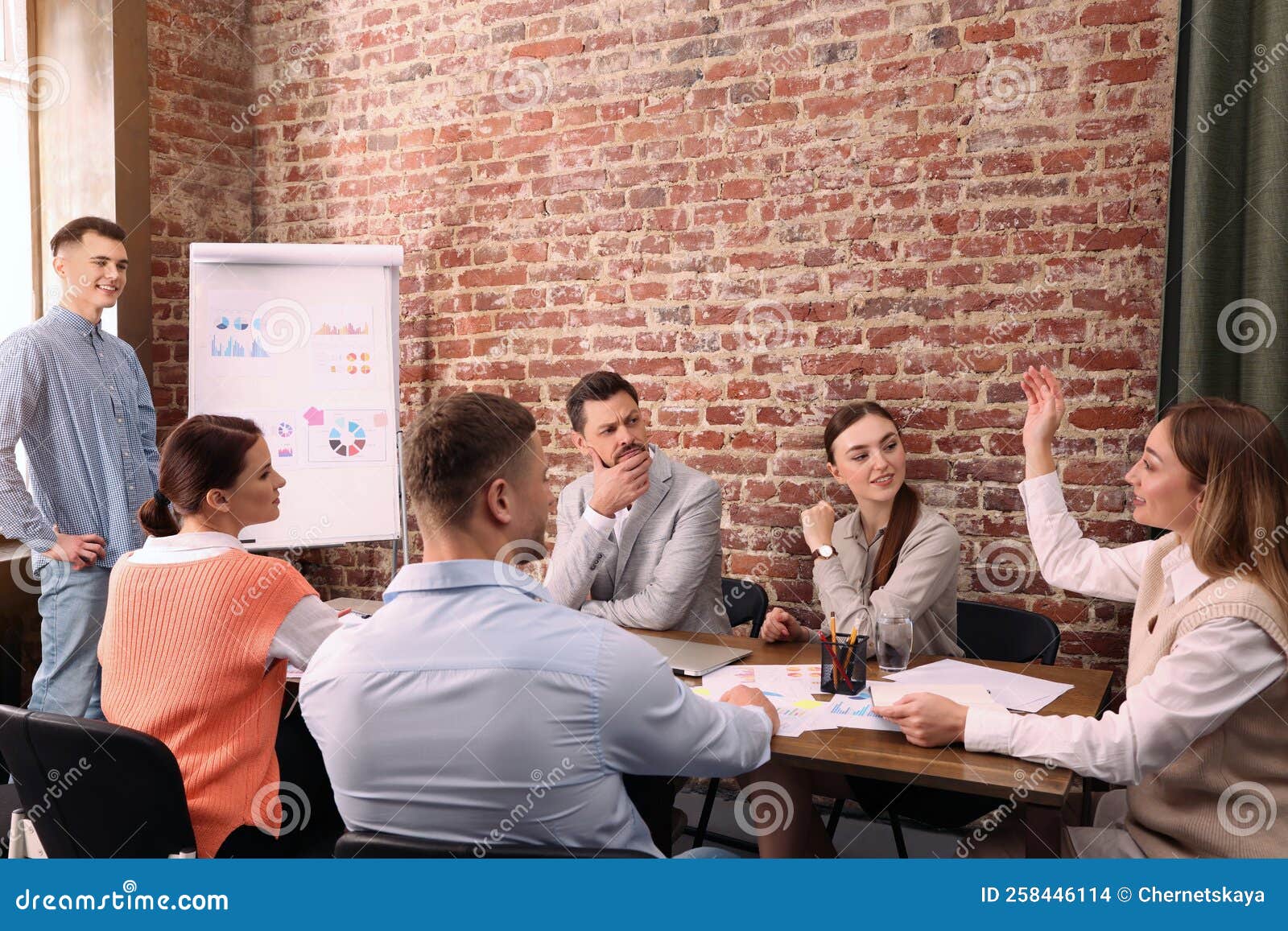 Employees Having Meeting in Office. Team Work Stock Photo - Image of ...