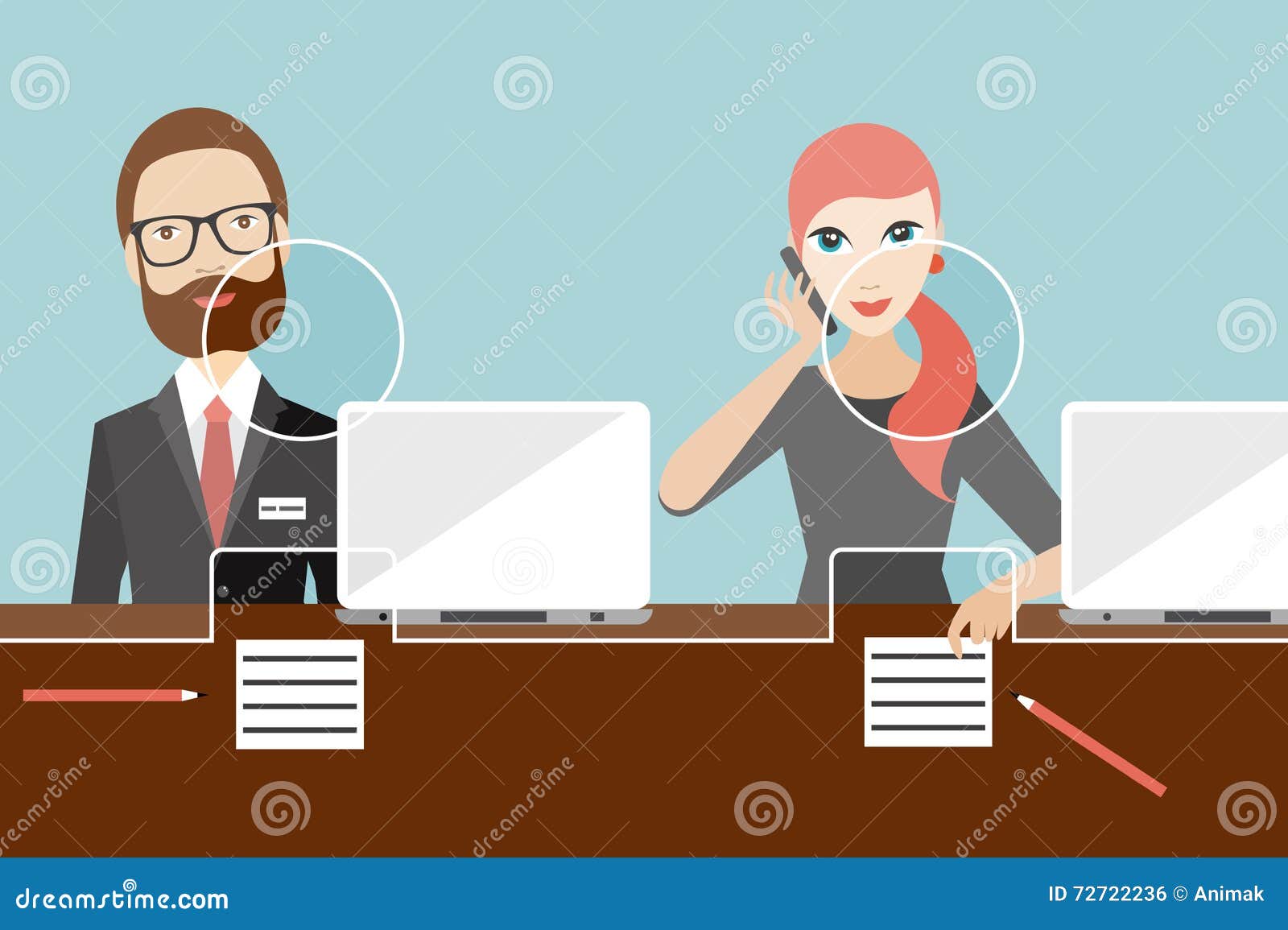 Employees, Jobholders Clerk in a Bank. Stock Vector - Illustration of ...