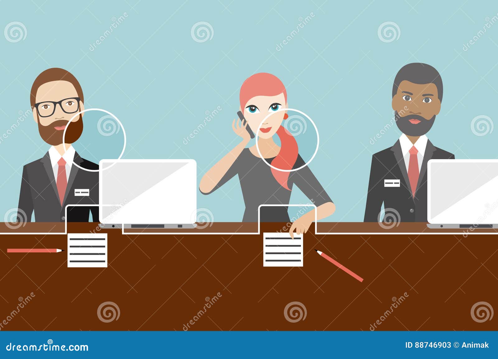 Employees, Jobholders Clerk in a Bank. Stock Vector - Illustration of ...
