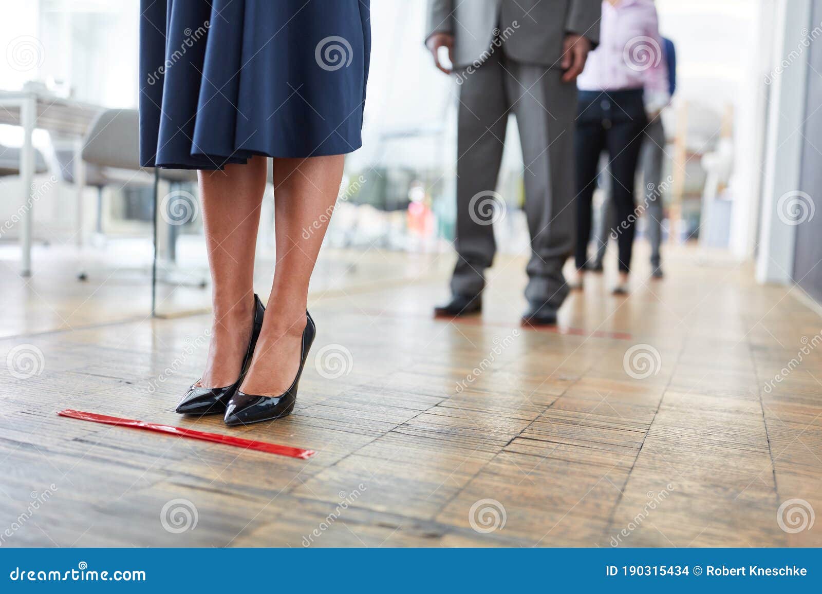 Employees Keep Two Meters Away because of Covid-19 Stock Photo - Image ...