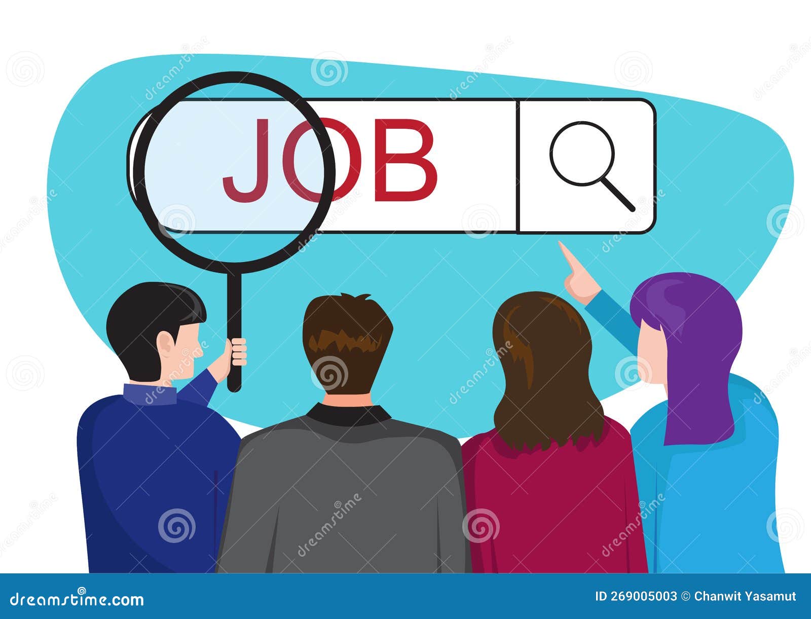 Employees Looking for Job, Employees Using Magnifying Glass Searching a ... Employees Looking for Job, Employees Using Magnifying Glass Searching a ...