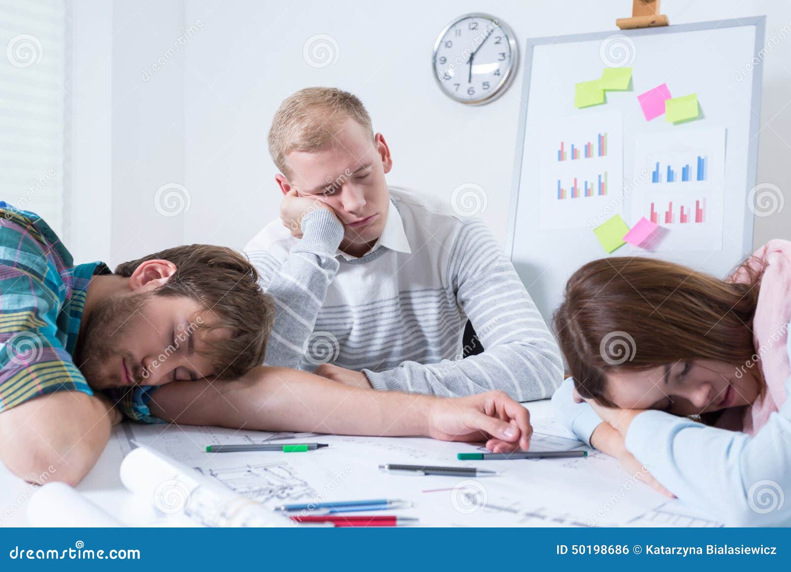 Employees after Night at Work Stock Photo - Image of planning ...