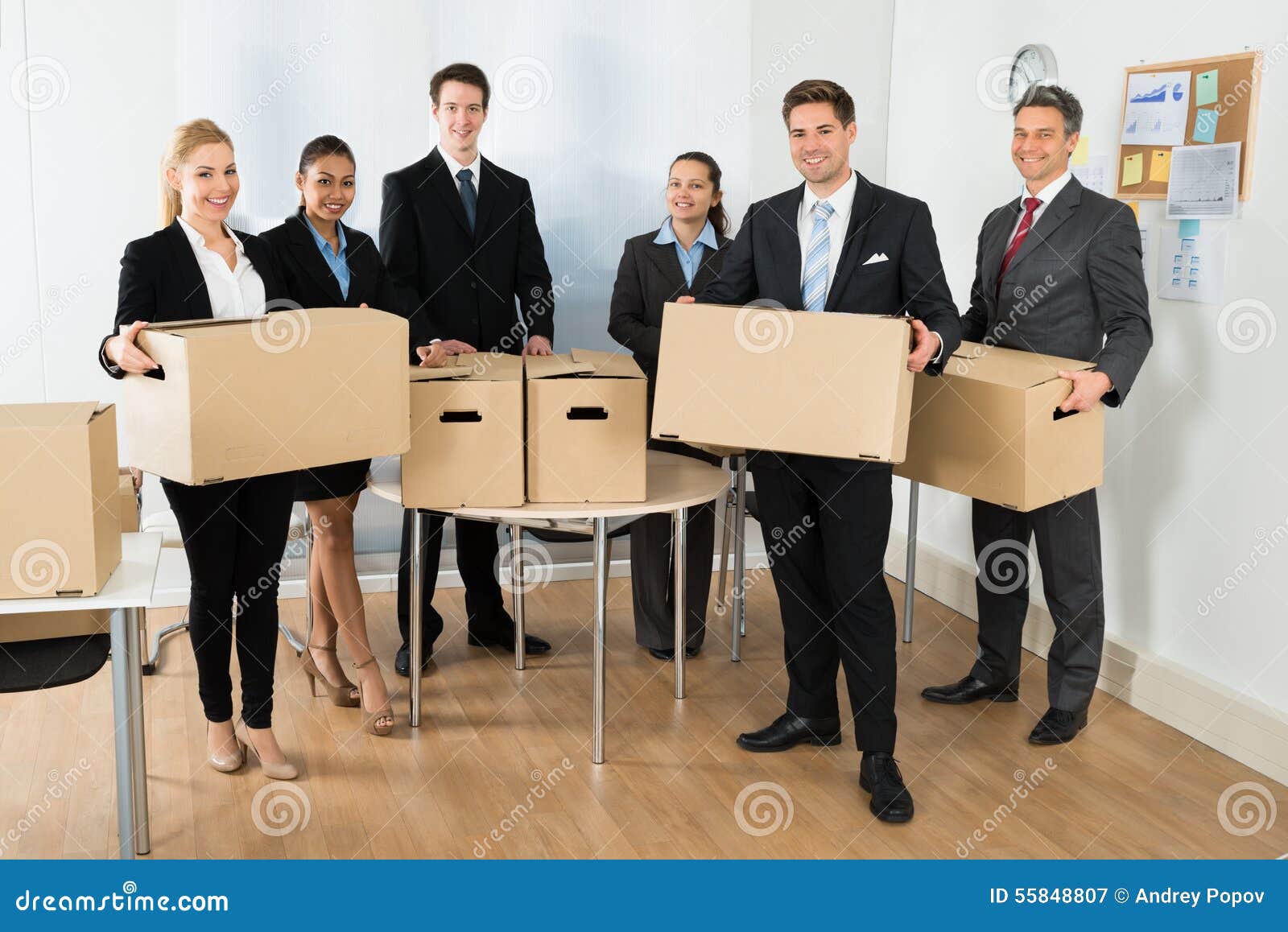 Employees in Office Holding Cardboard Boxes Stock Image - Image of ...