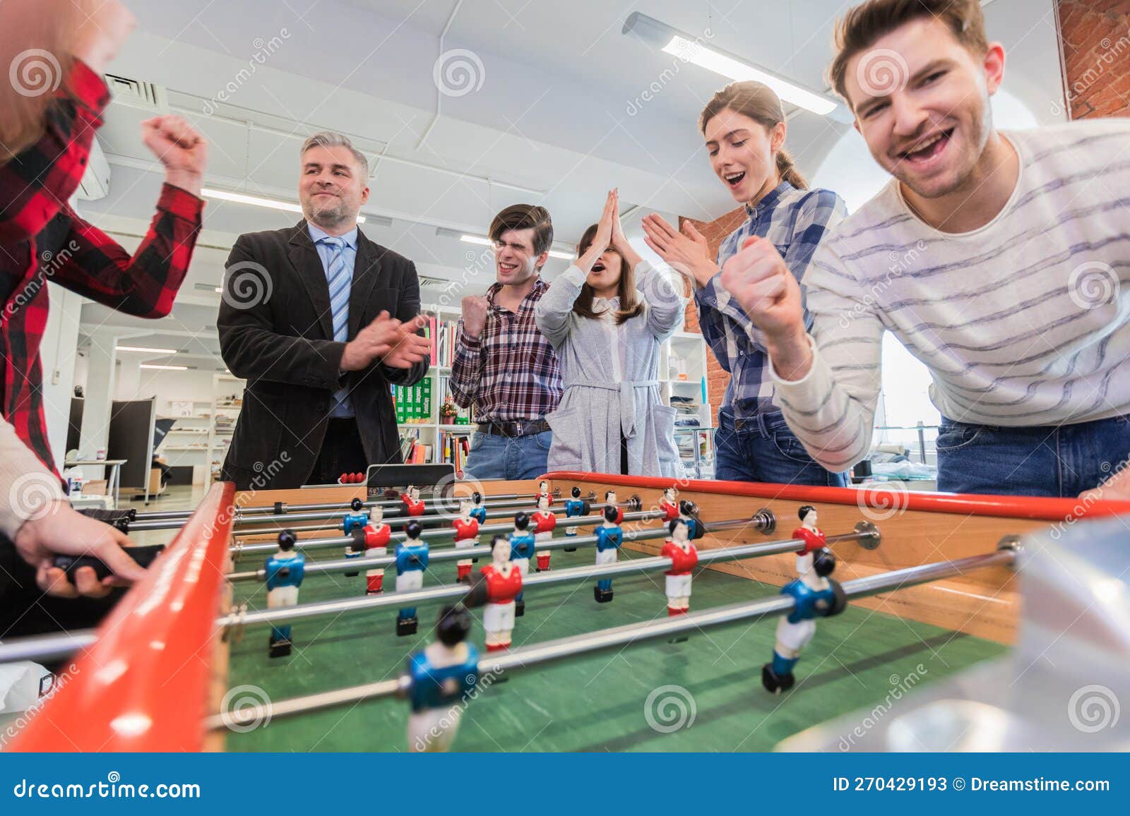 Employees Playing Table Soccer Stock Image - Image of skills, playing ...