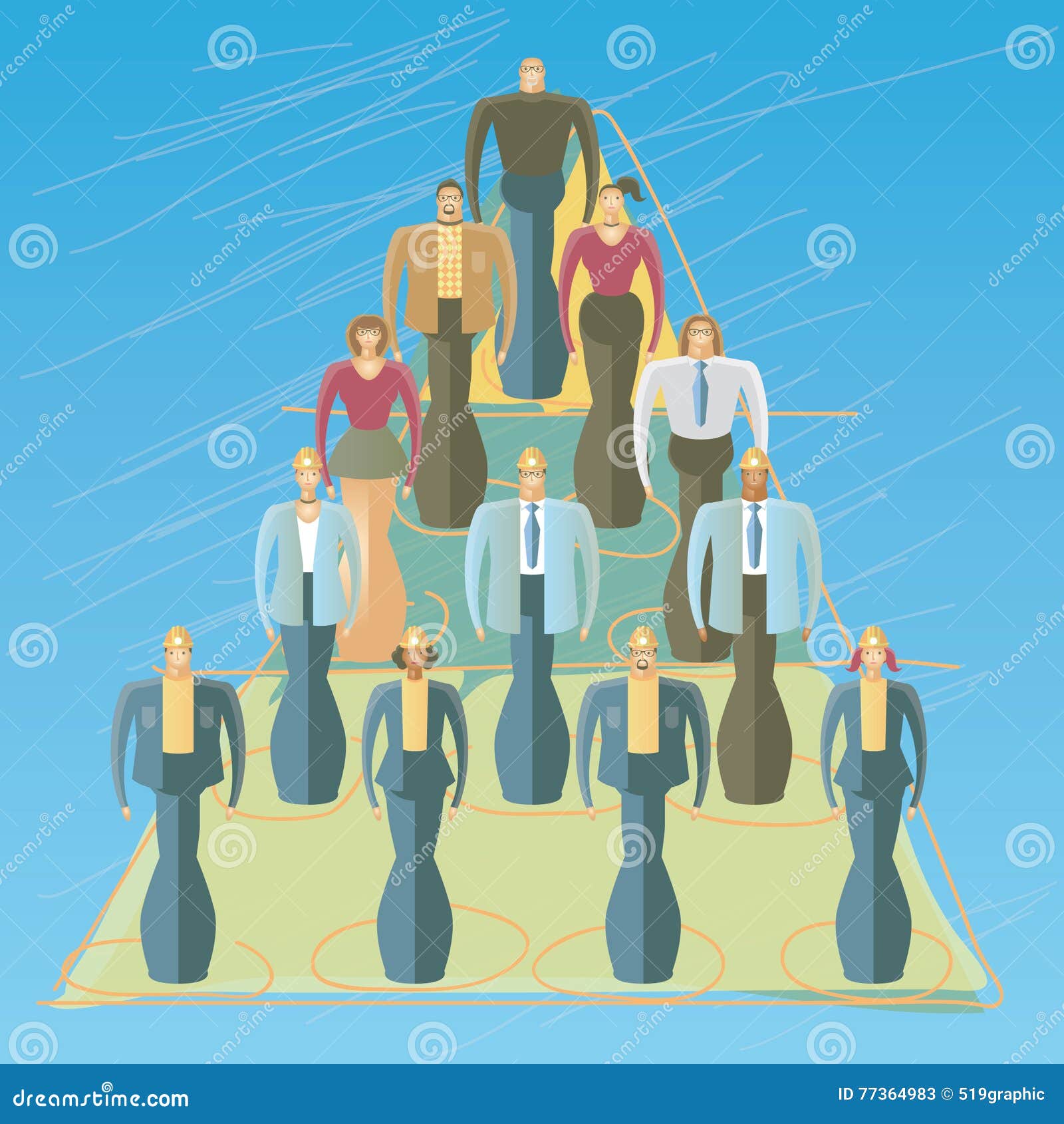 Employees in a pyramid stock vector. Illustration of partnership - 77364983