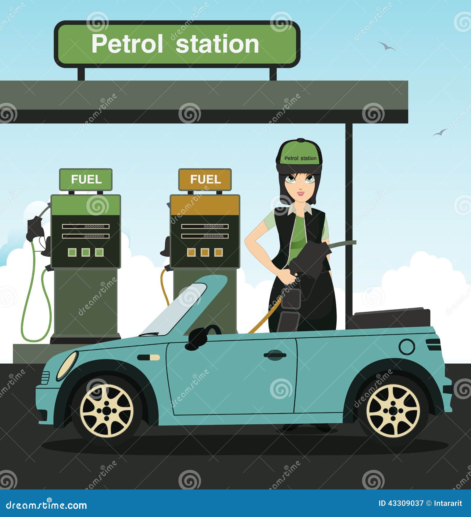 Employees refueling stock vector. Illustration of comics - 43309037