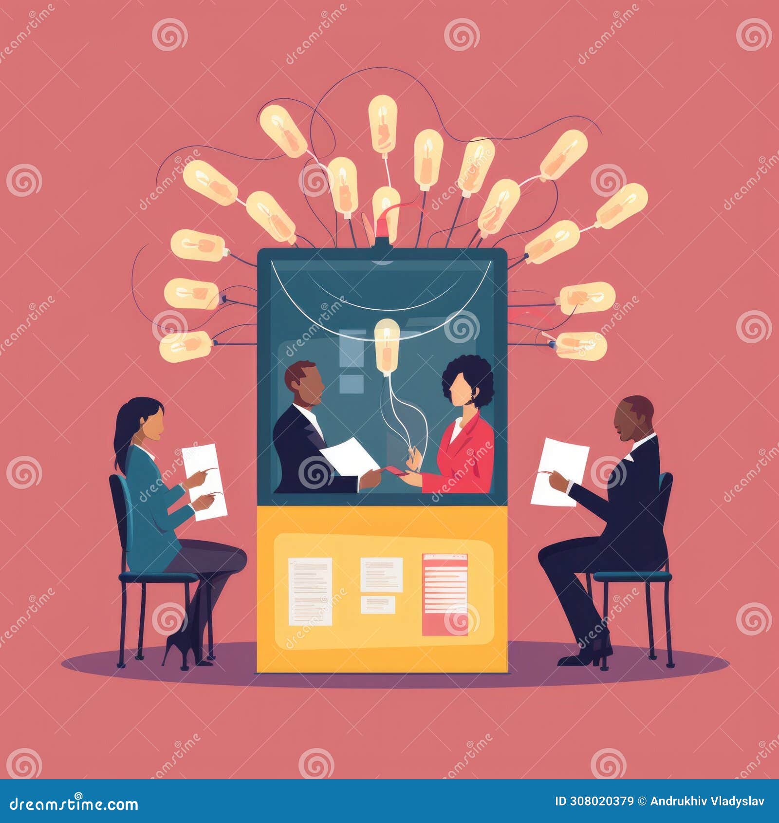 Employees Sharing Ideas in a Suggestion Box Stock Illustration ...