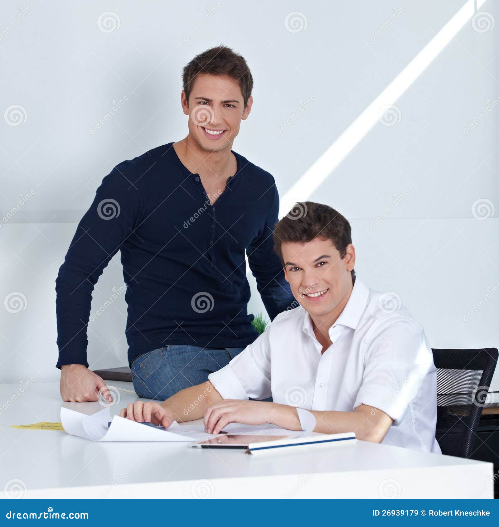 Employees Sitting at Desk in Office Stock Image - Image of person ...