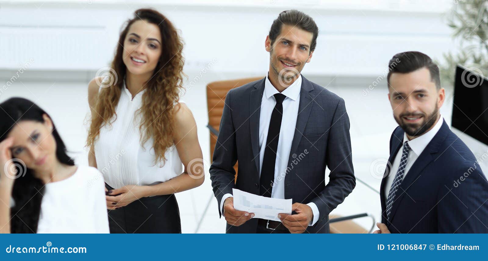 Employees Standing in a Modern Office Stock Image - Image of partners ...