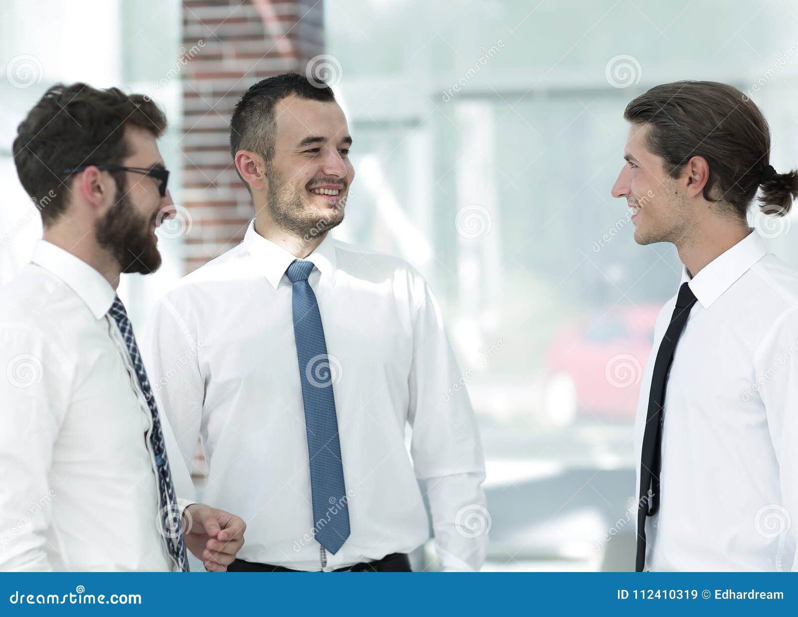 Employees are Talking ,standing in the Office. Stock Image - Image of ...