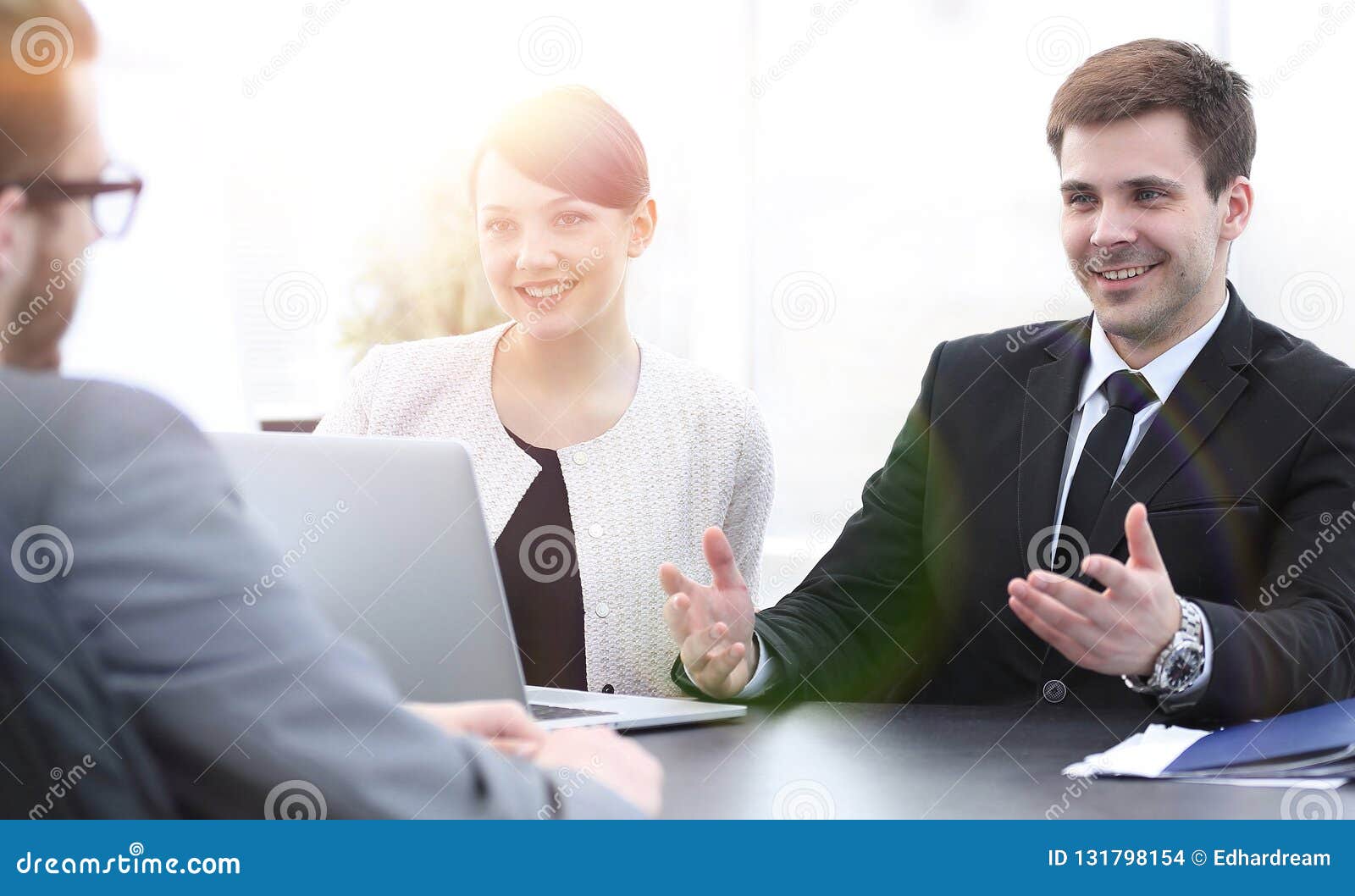 Employees Communicate with the Customer in the Office Stock Photo ...