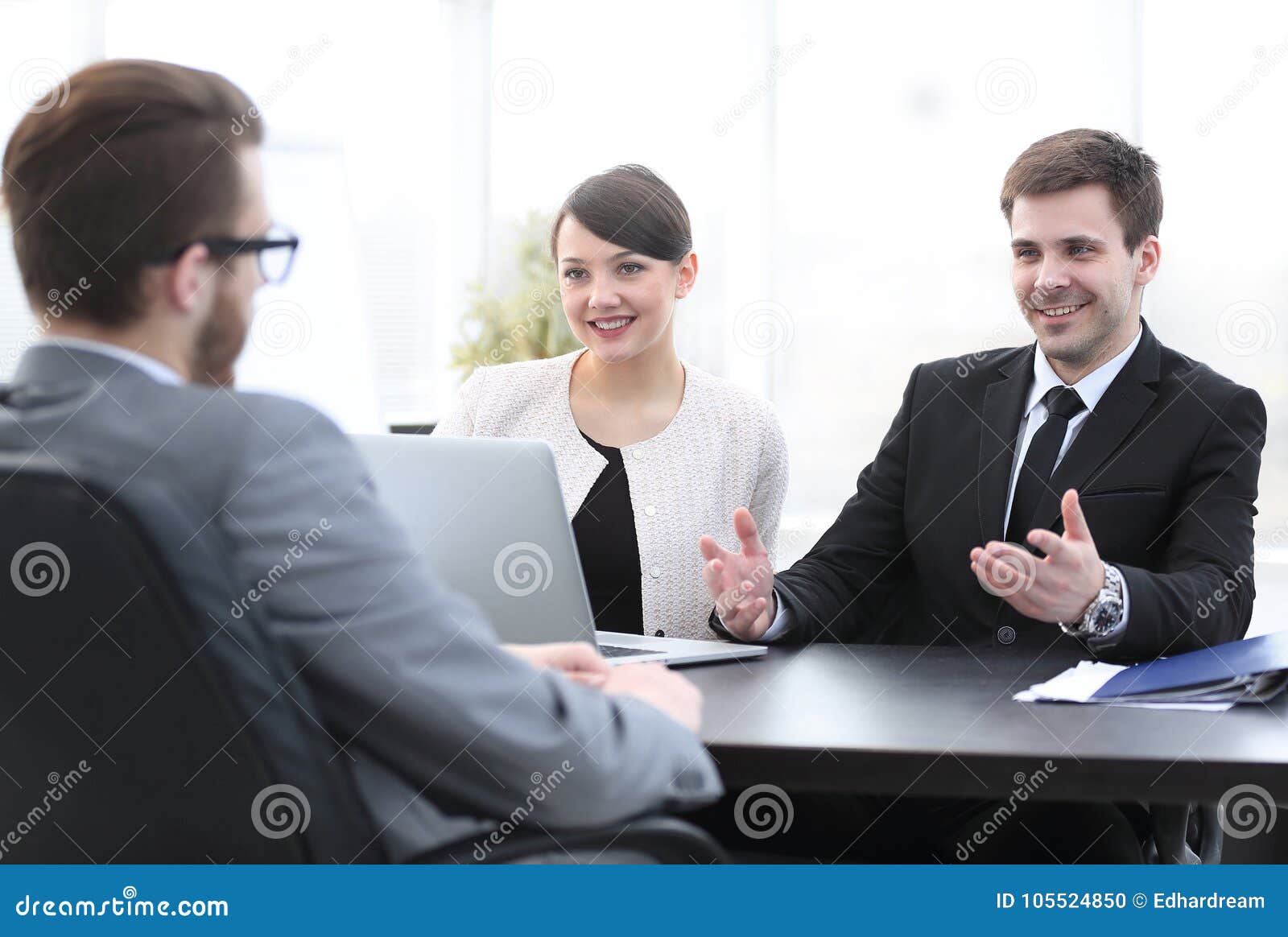 Employees Communicate with the Customer in the Office Stock Photo ...