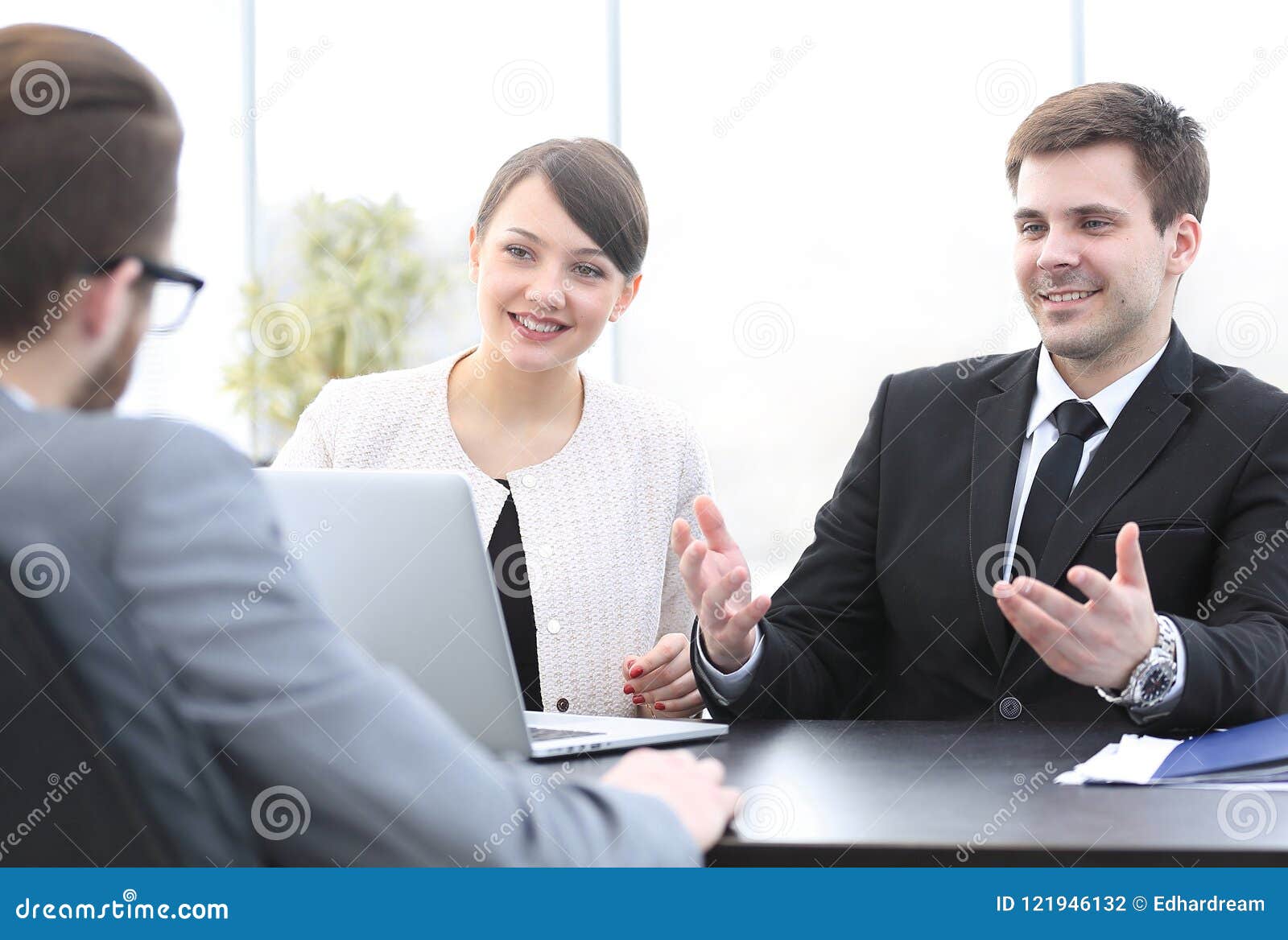 Employees Communicate with the Customer in the Office Stock Photo ...