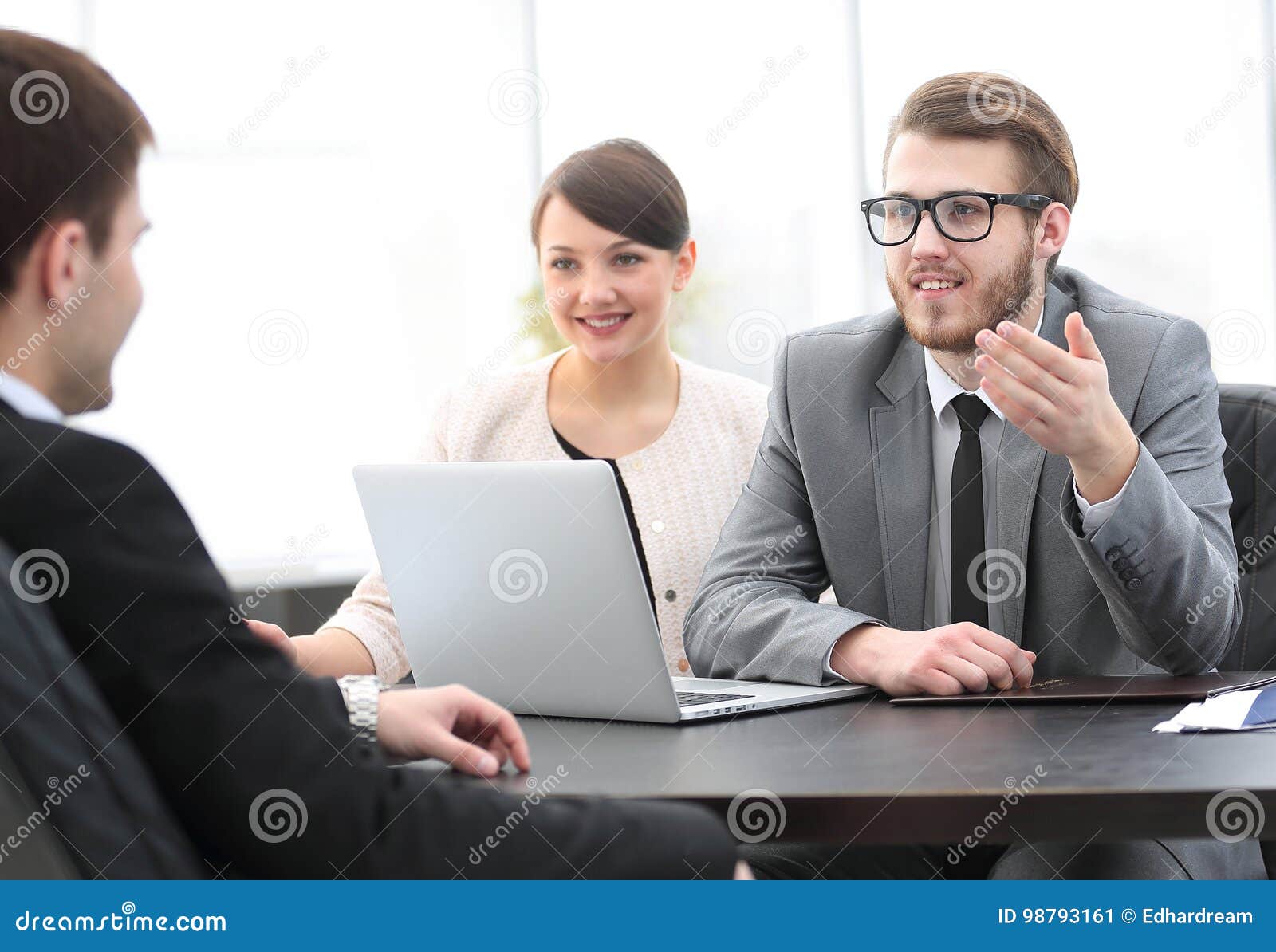 Employees Communicate with the Customer in the Office Stock Image ...