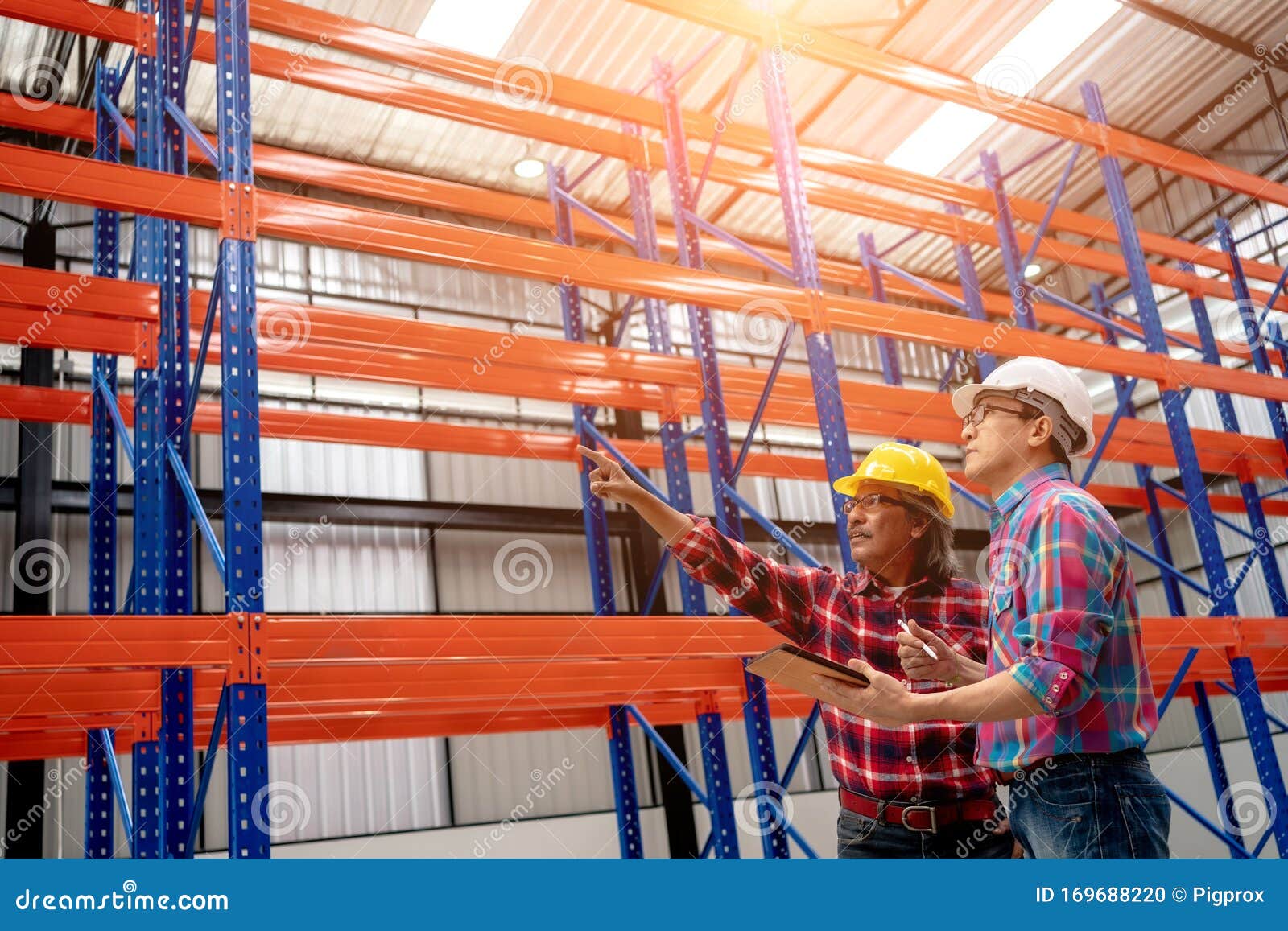 Employees Use Tablet Computer at Logistics Center Warehouse Stock Photo ...