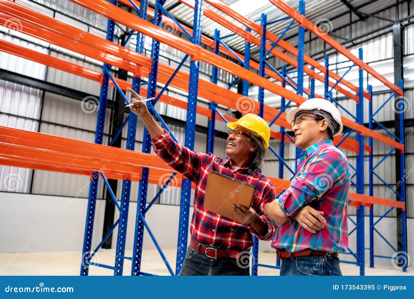 Employees Use Tablet Computer at Logistics Center Warehouse Stock Image ...