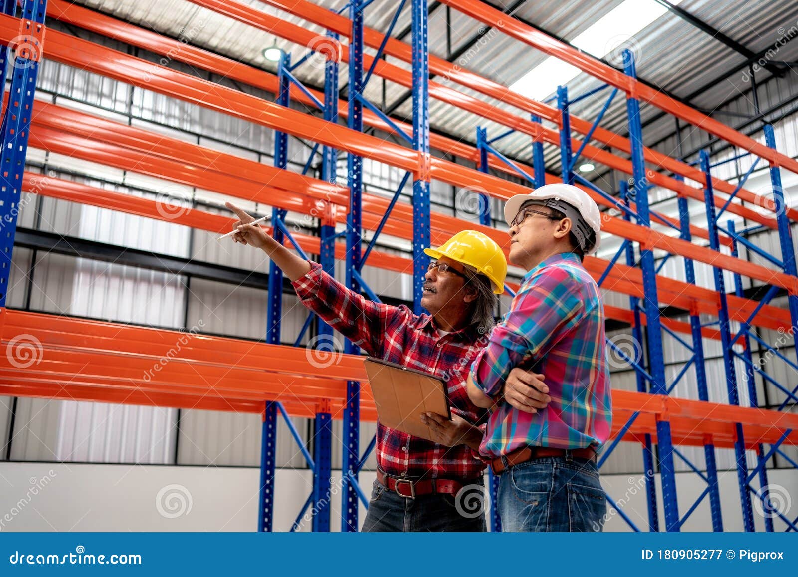Employees Use Tablet Computer at Logistics Center Warehouse Stock Image ...