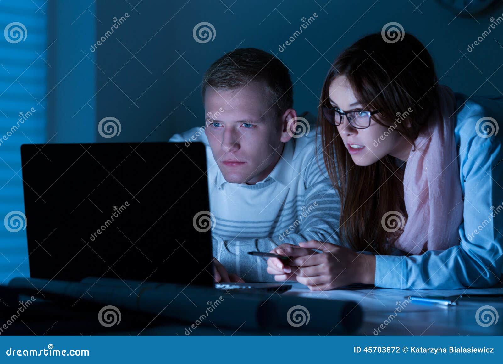 Employees Using Laptop at Work Stock Photo - Image of occupation ...
